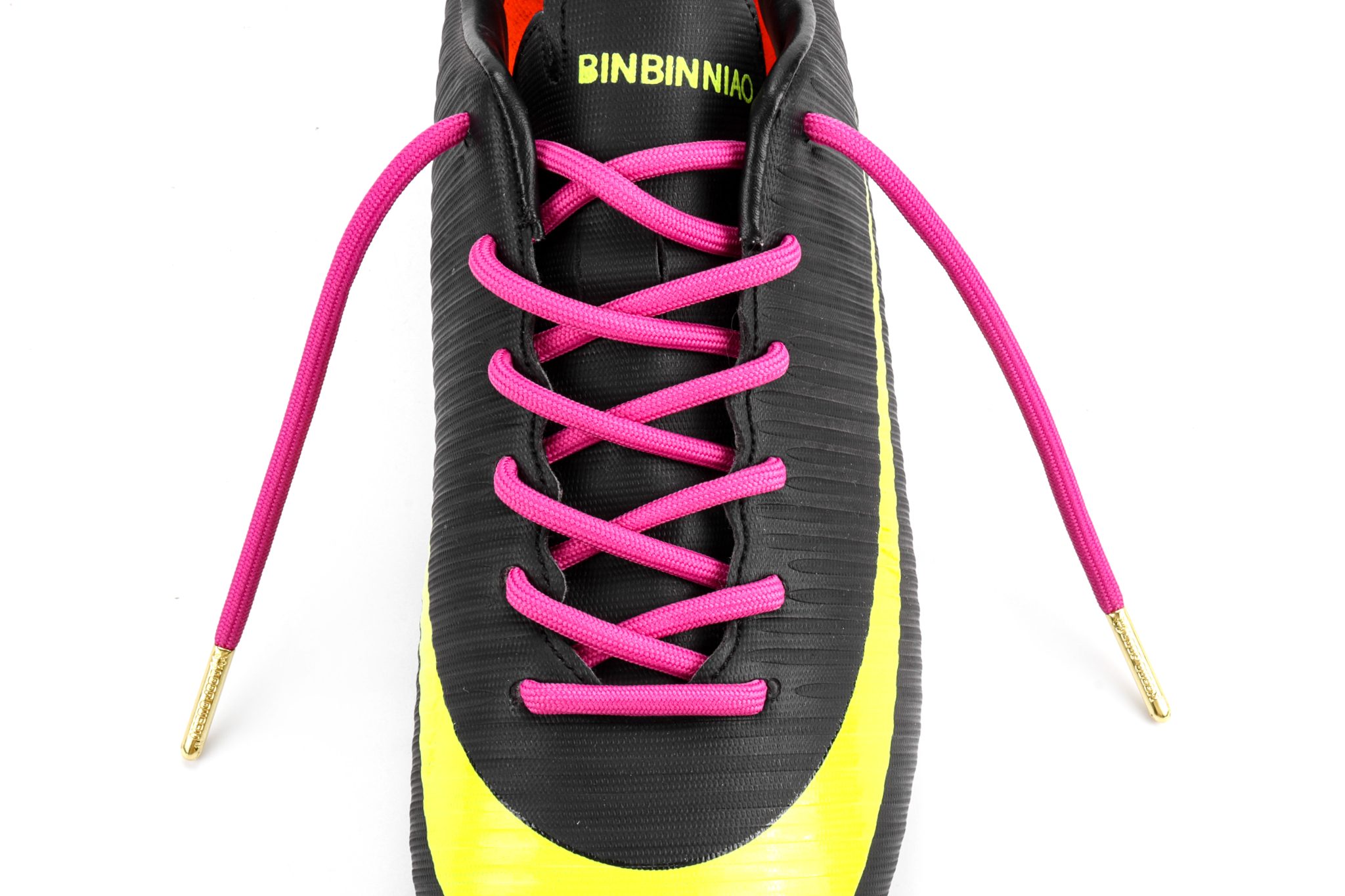 Rope Pink Shoe Laces with Gold Tips - From Loop King