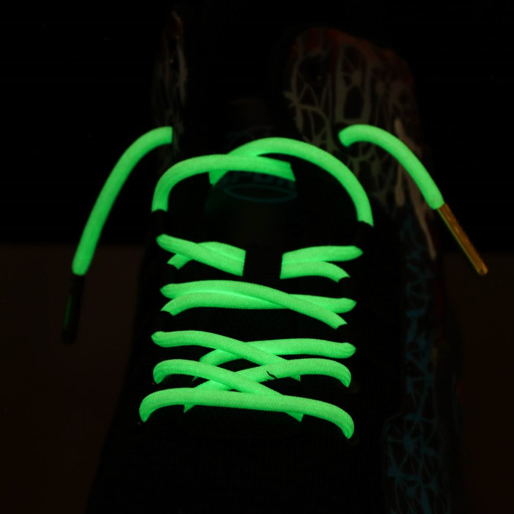 Rope Glow in the Dark Shoe Laces with Gold Aglets